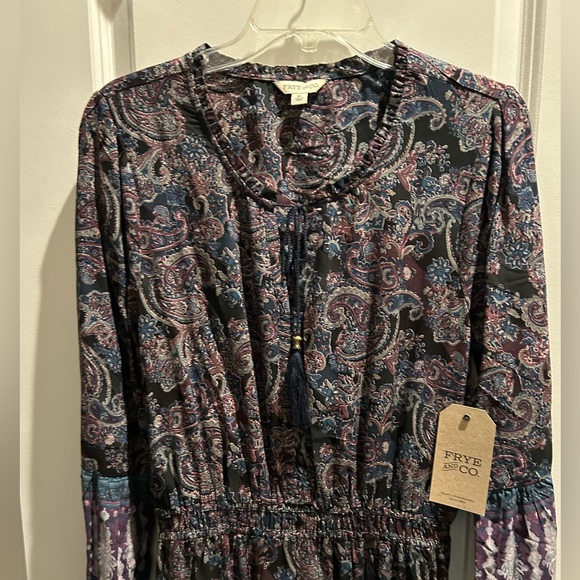 FRYE AND CO. | Dresses | Frye Co Long Sleeve Midi Fit And Flare Peasant ...